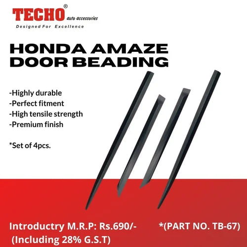HONDA AMAZE BLACK 2013-2017, SET OF 4 PCS DOOR BEADING – Techo